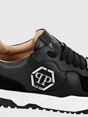 Philipp Plein Low-top Leather And Suede Sneakers With Hexagon Logo