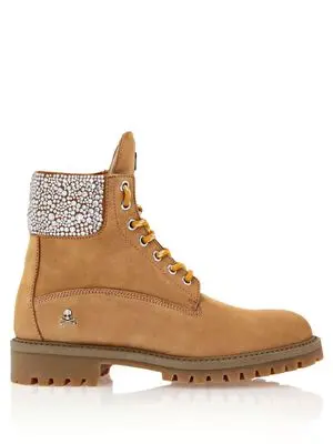 Philipp Plein Embellished Suede Combat Boots