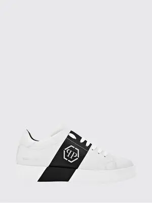 Philipp Plein Low-top Leather Sneakers With Monogram And Hexagon Logo - White