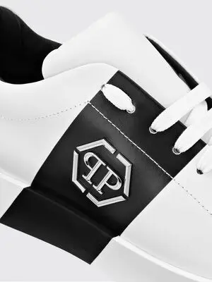 Philipp Plein Low-top Leather Sneakers With Monogram And Hexagon Logo