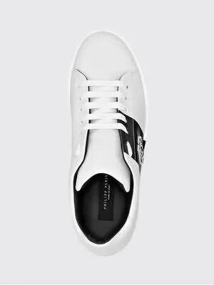 Philipp Plein Low-top Leather Sneakers With Monogram And Hexagon Logo