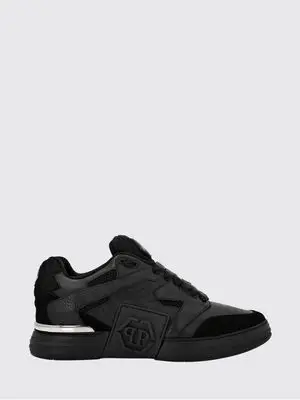 Philipp Plein Phantom Street Leather And Suede Sneakers With Rubber Logo - Black