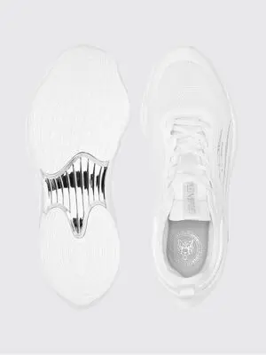 PLEIN SPORT Two-tone Mesh Sneakers With Printed Logo - Bianco 4