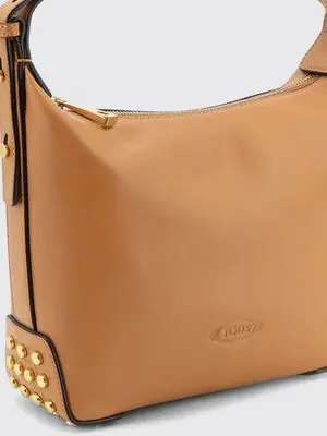 TOD'S Small Shoulder Bag In Smooth Calfskin With Metal Dots - Brown