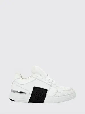 Philipp Plein Super Street Leather Sneakers With Rubber Hexagon Logo - White