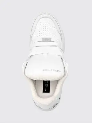 Philipp Plein Super Street Leather Sneakers With Rubber Hexagon Logo - White