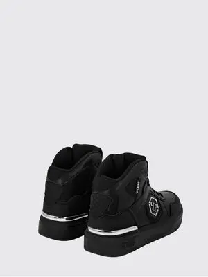 Philipp Plein Monogram Leather High-top Sneakers With Hexagon Logo - Black