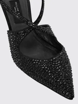 Philipp Plein Embellished Satin Stiletto Pumps With Ankle Strap - Black