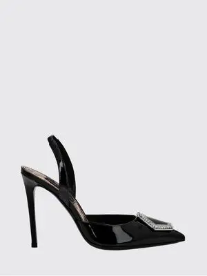 Philipp Plein Patent Leather Slingbacks With A High Heel And Jewel Buckle - Black