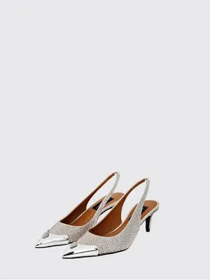 Philipp Plein Leather Slingback Pumps With Crystal Skull Detail - Beige