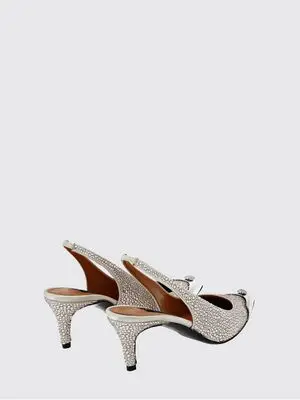 Philipp Plein Leather Slingback Pumps With Crystal Skull Detail - Beige