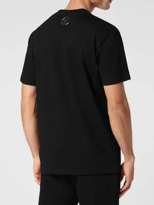 PLEIN SPORT Cotton Crew Neck T-shirt With Tone-on-tone Logo Print