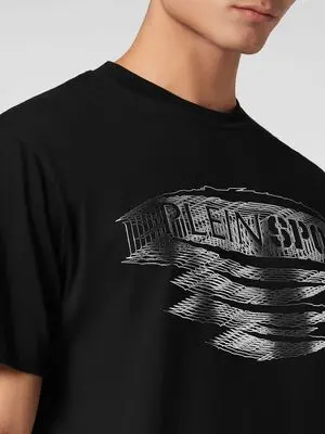 PLEIN SPORT Cotton Crew Neck T-shirt With Tone-on-tone Logo Print