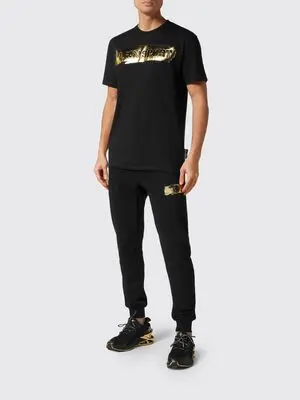 PLEIN SPORT Slim Fit Cotton T-shirt With Contrast Laminated Logo