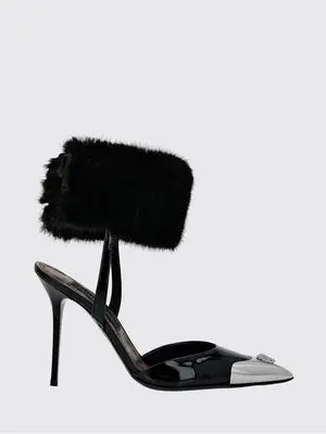 Philipp Plein Patent Leather Slingback Pumps With Skull And Stiletto Heel - Black