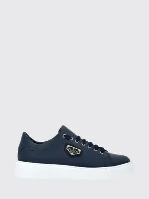 Philipp Plein Smooth Leather Low-top Sneakers With Applied Side Logo - Blue