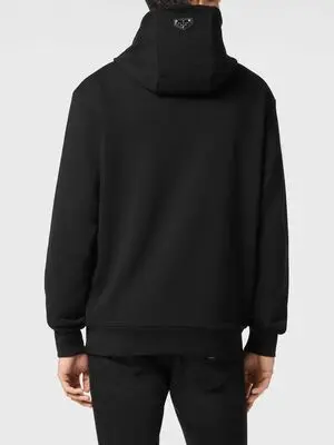 Philipp Plein Cotton Hoodie With Hexagon Logo And Monogram - Black