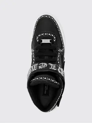 Philipp Plein Gothic High-top Leather Sneakers With Studs And Star Applications