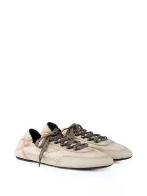 Prada Collapse Antiqued Nappa Leather Sneakers With Hooks