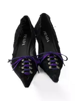 Prada Feather-embellished Satin Pumps