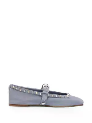 STUART WEITZMAN Perry Stud-embellished Ballet Flats - Blue