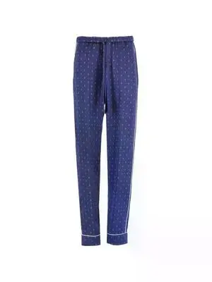 FORTE_FORTE Le Club Print Satin-finish Trousers - Blue