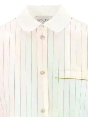 FORTE_FORTE Striped Club Collar Shirt