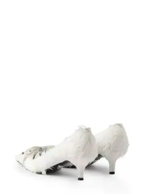 Prada Feather-embellished Satin Pumps