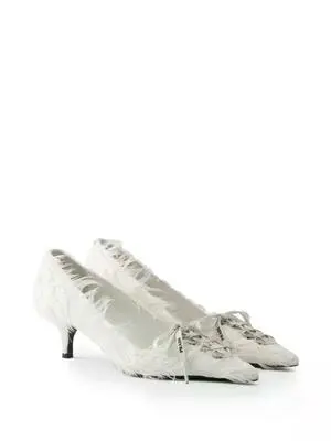 Prada Feather-embellished Satin Pumps