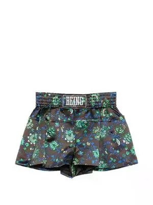 Sacai Floral Print Satin Finish Shorts