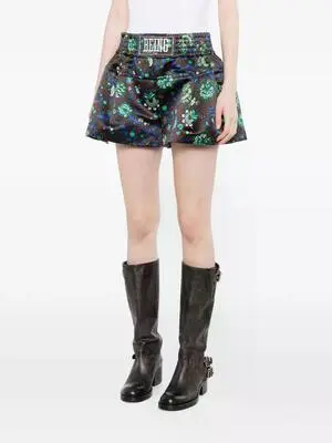Sacai Floral Print Satin Finish Shorts