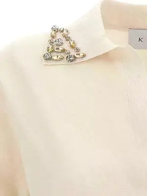 KAOS Jewel Embellished Knitted Polo Shirt