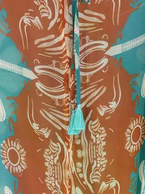 BYE FIRENZE Palm Print Lace-up Shirt
