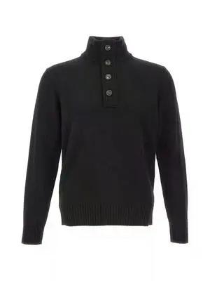 KANGRA Buttoned-collar Ribbed-knit Sweater
