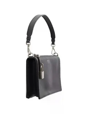 Prada Antiqued Leather Pouch With Padlock Detail - Black