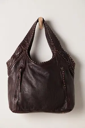 Free People Sawyer Studded Leather Tote - Espresso
