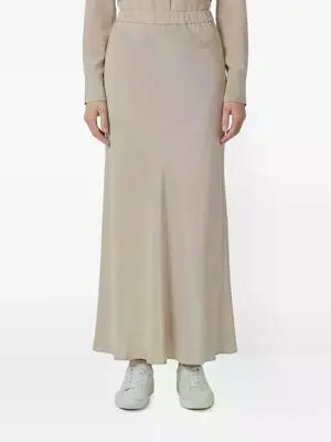 Max Mara M Monogram Silk Maxi Skirt - Neutrals