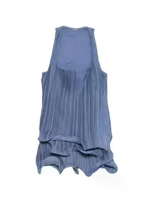 Cult Gaia Plissé-effect Ruffled Mini Dress - Blue