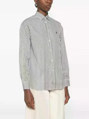 Polo Ralph Lauren Vertical Stripe Logo Embroidered Cotton Shirt