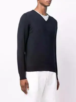 FILERIA Wool V-neck Jumper - Blue
