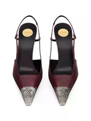 Saint Laurent Jeanne Slingback Pumps In Smooth Leather - Red