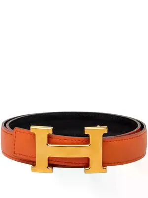 Hermès 1997 Box Calf Constance H Reversible Belt - Black