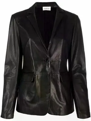 P.a.r.o.s.h Single-breasted Leather Blazer - Black