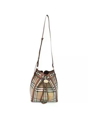 Burberry Small Vintage Check Drawstring Bucket Bag - Neutrals