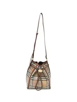 Burberry Small Vintage Check Drawstring Bucket Bag - Neutrals