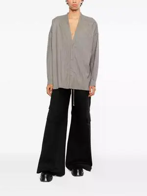 Rick Owens Collarless Long-sleeve Shirt