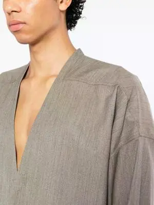 Rick Owens Collarless Long-sleeve Shirt