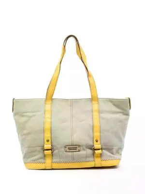 Burberry 2000-2017 Leather Trimmed Canvas Tote Bag