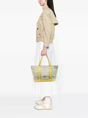 Burberry 2000-2017 Leather Trimmed Canvas Tote Bag