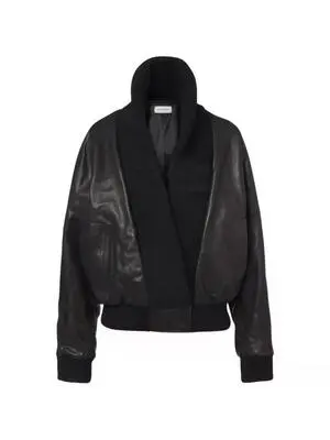 Magda Butrym Ribbed-knit Leather Jacket - Black